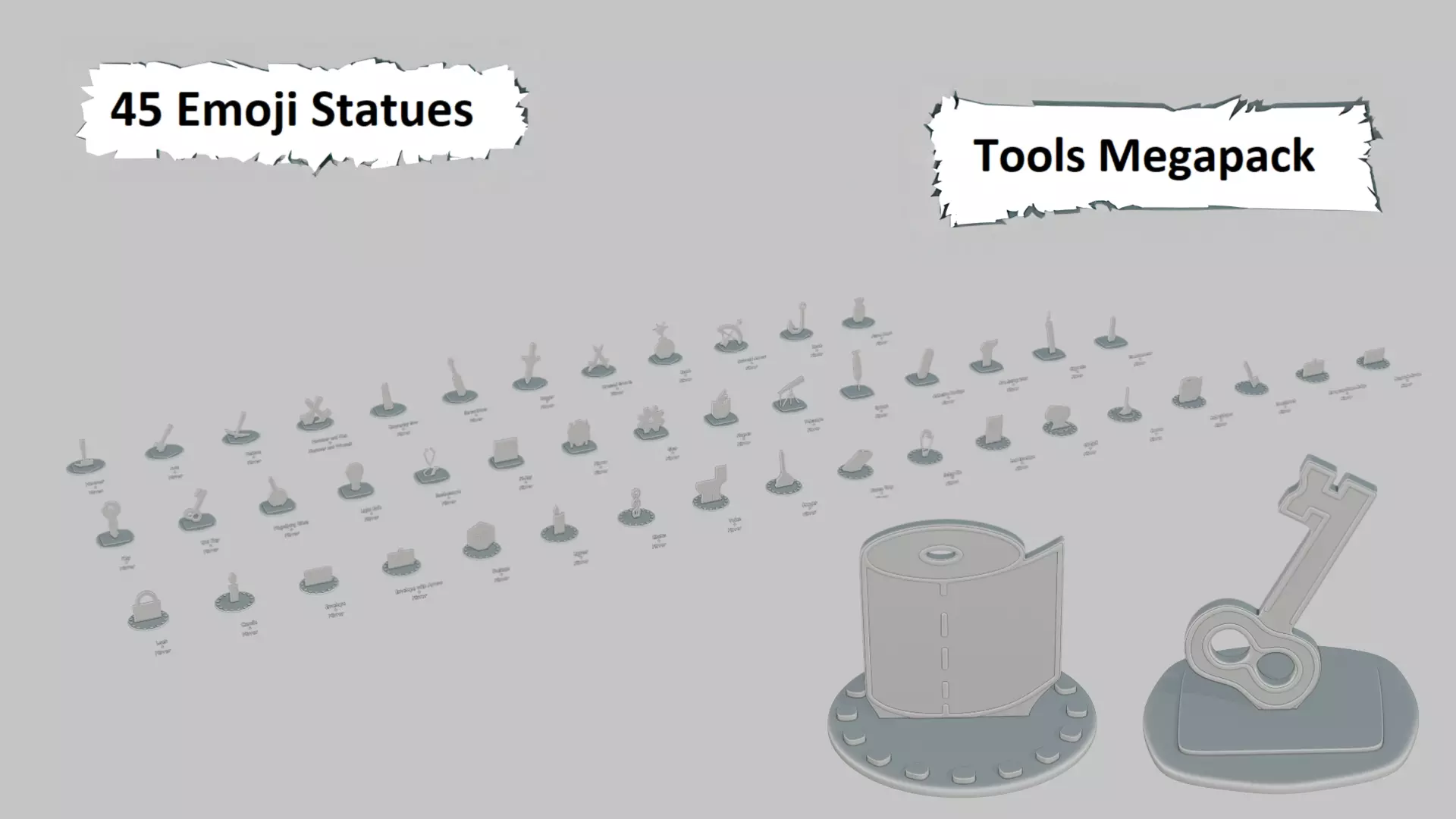 Emoji Statues Tools Megapack 3D model 3D printable | CGTrader