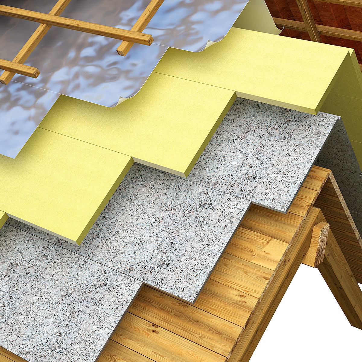 Insulated roof exploded view 3D model | CGTrader