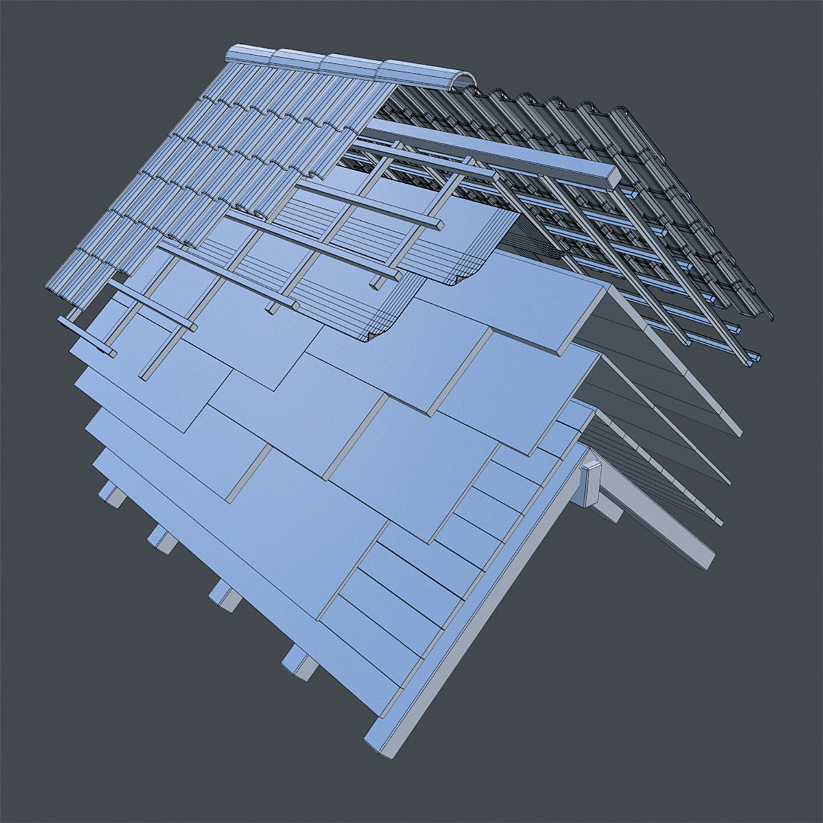 Insulated roof exploded view 3D model | CGTrader