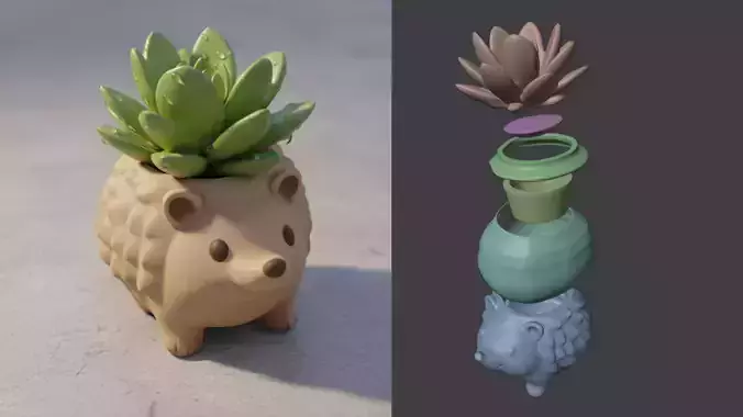 Cute Hedgehog Planter 3D Model for 3D Printing and Home Decor 3D model ...