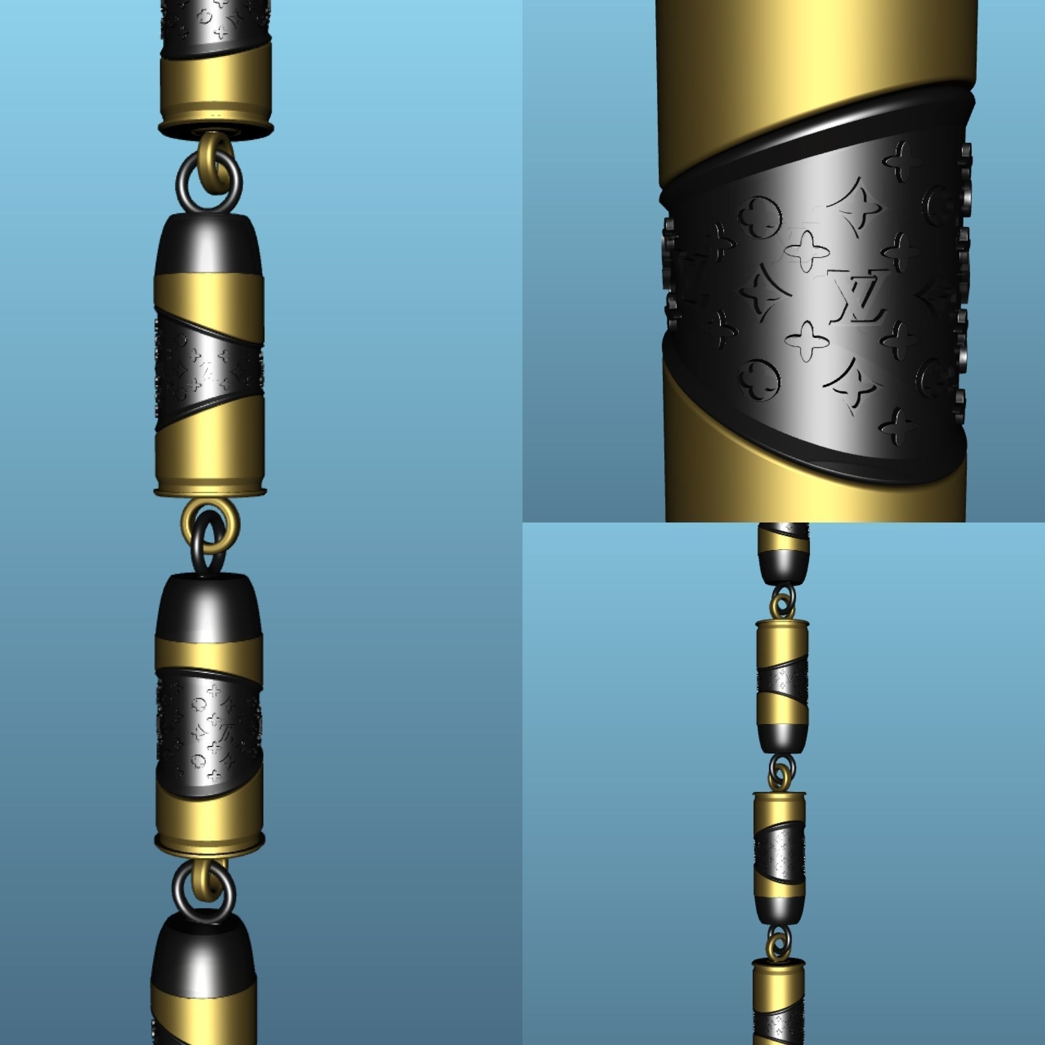 bullet chain 3D model 3D printable | CGTrader