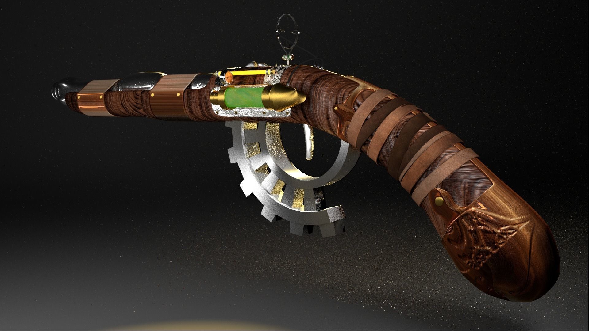 Steampunk Flintlock Pistol 3D model | CGTrader