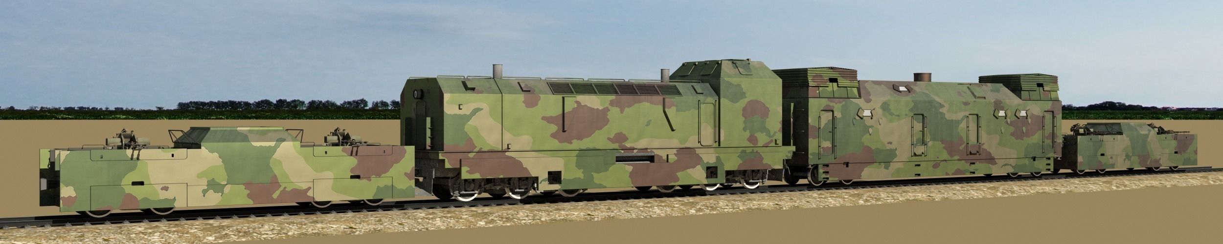 Military Armoured Train 3D model | CGTrader