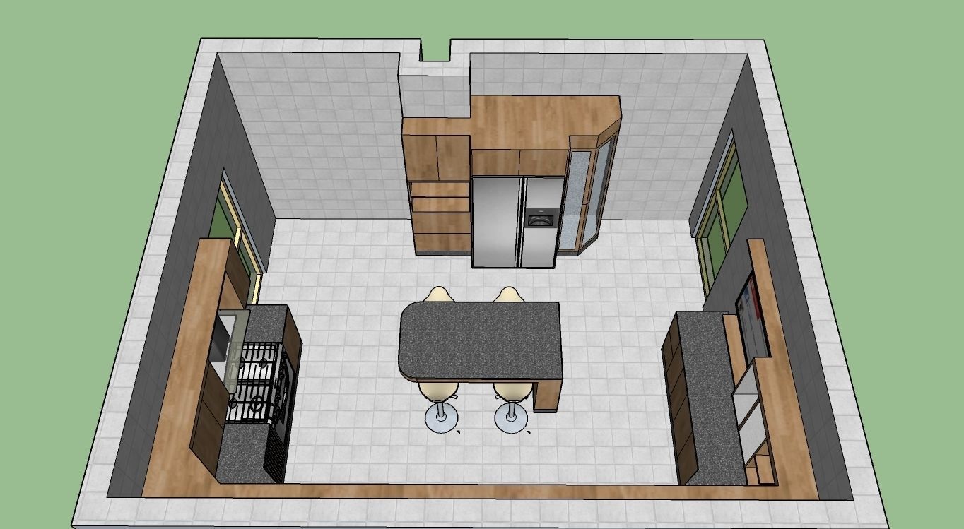 Kitchen design with Island 3D model | CGTrader