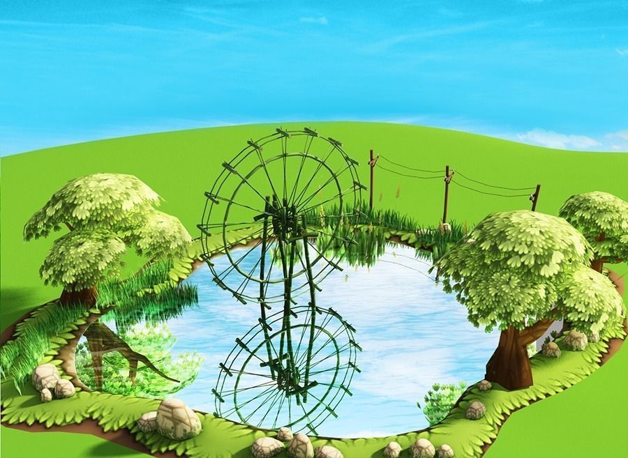 3D model Cartoon Water Mills VR / AR / low-poly | CGTrader