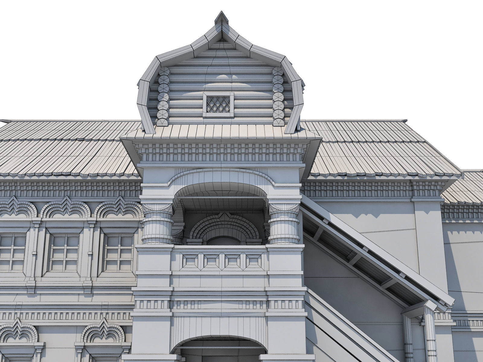 Russian Stone House With Wooden Roof 3D model | CGTrader