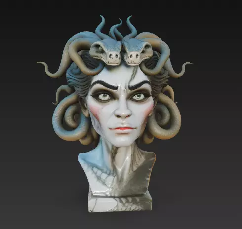 Medusa Gorgon Bust - Stylized Mythological 3D Sculpture 3D model 3D ...
