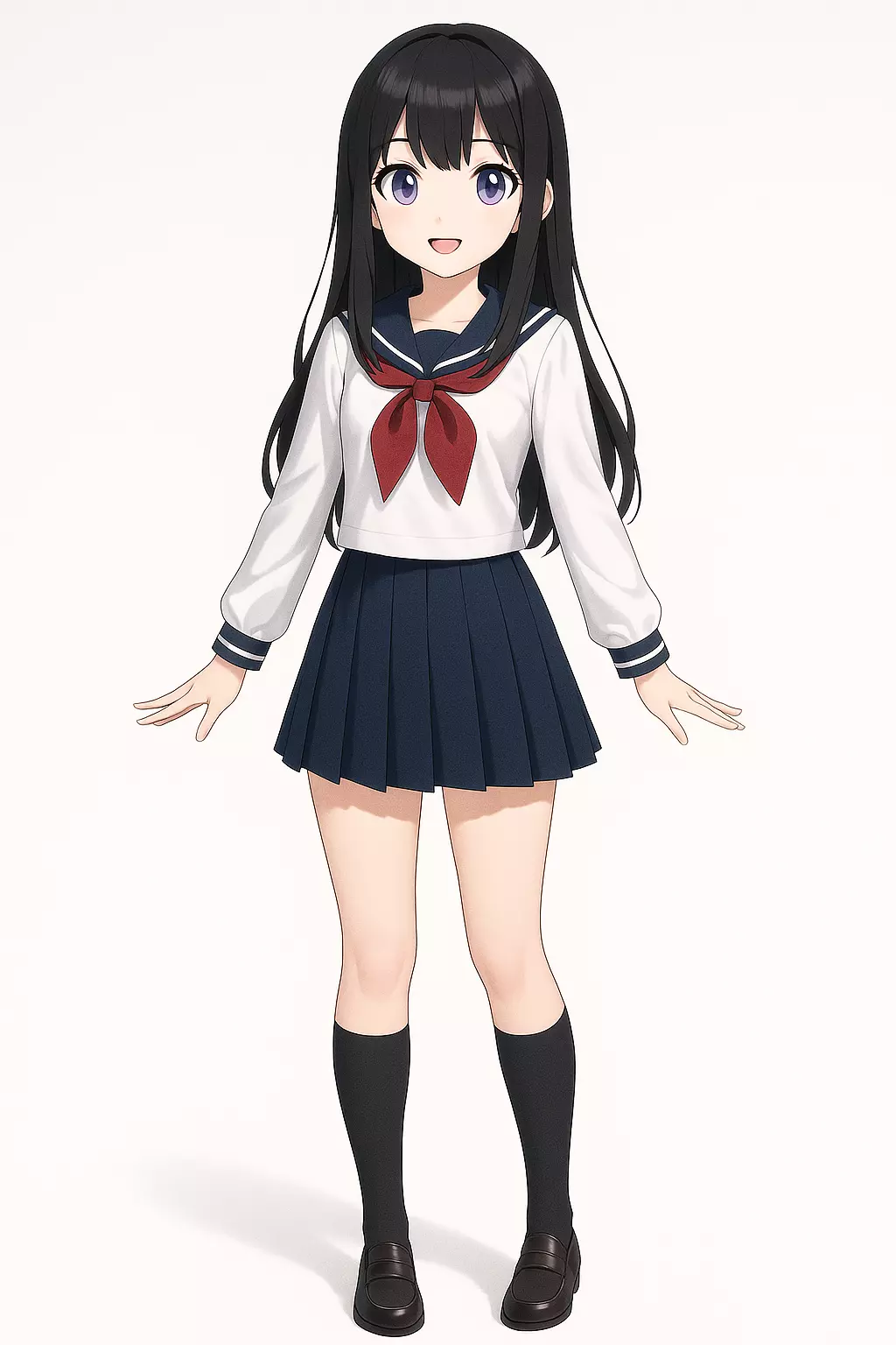 Anime Schoolgirl 3D Model Full Body OBJ STL GLB 3D model | CGTrader