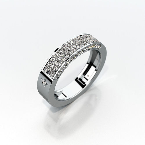 Wedding ring with round gemstones 001 3D model 3D printable | CGTrader