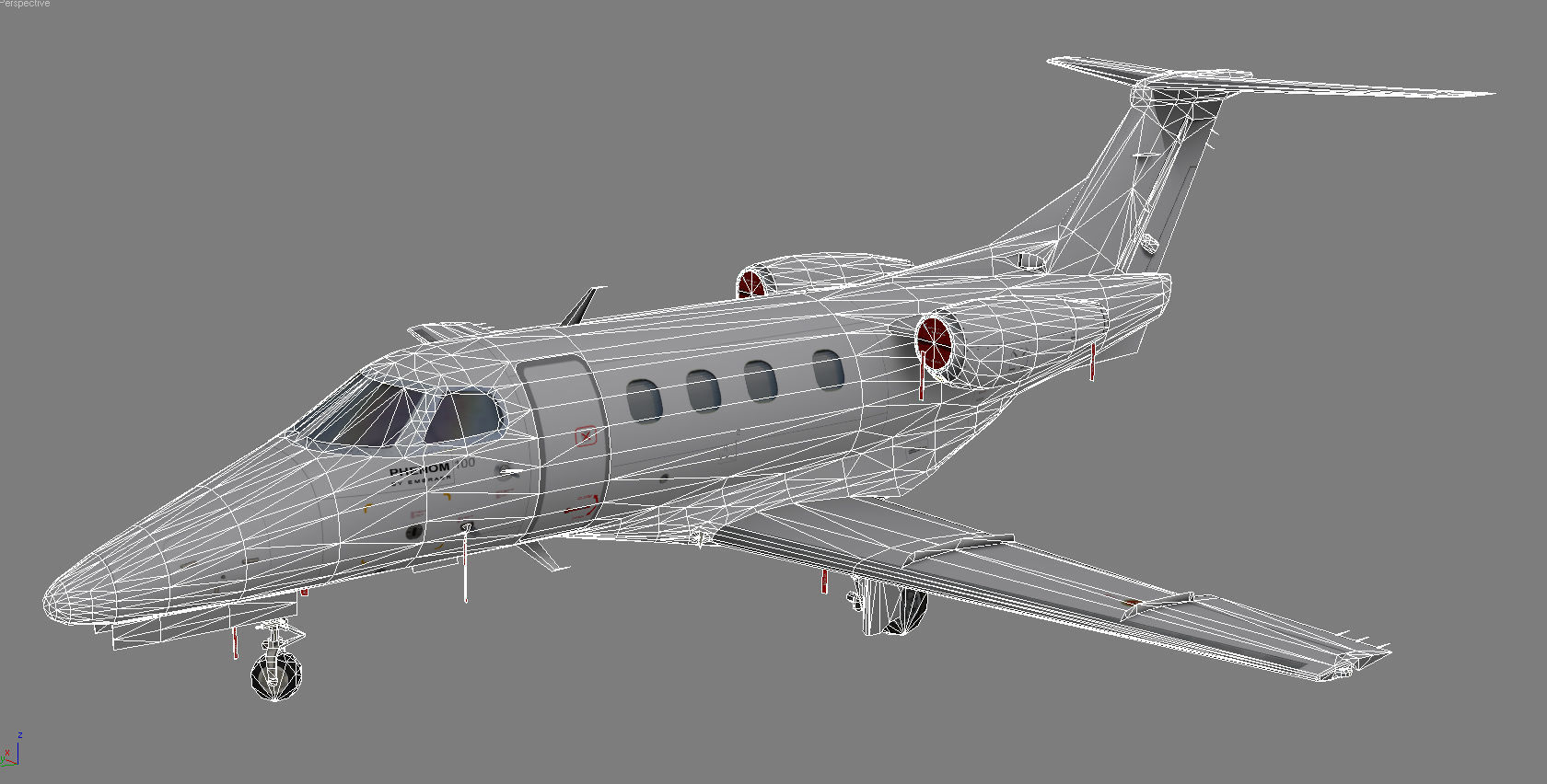 3D model Embraer Phenom 100 Low poly VR / AR / low-poly rigged animated ...