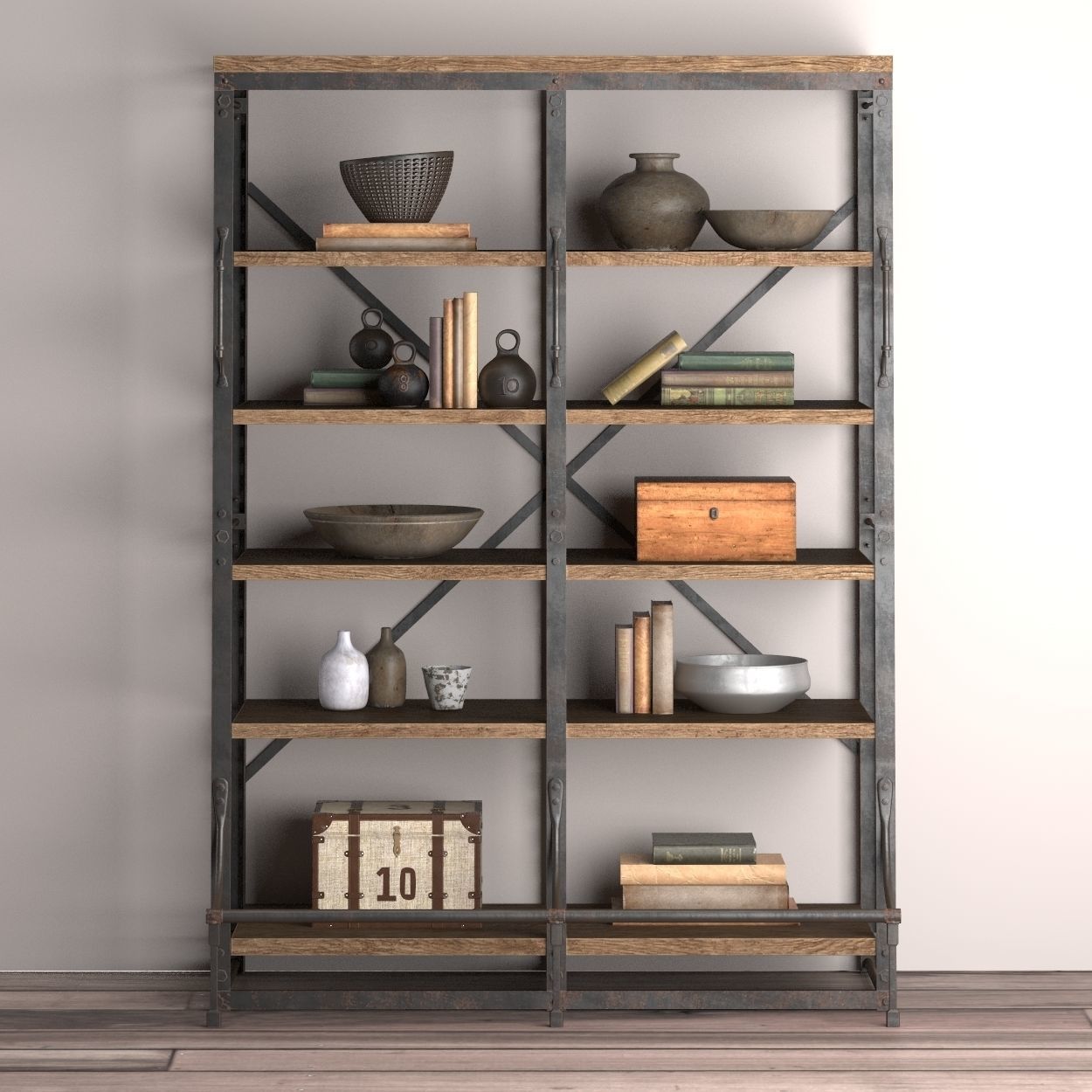 French Library Double Bookcase 3D model | CGTrader