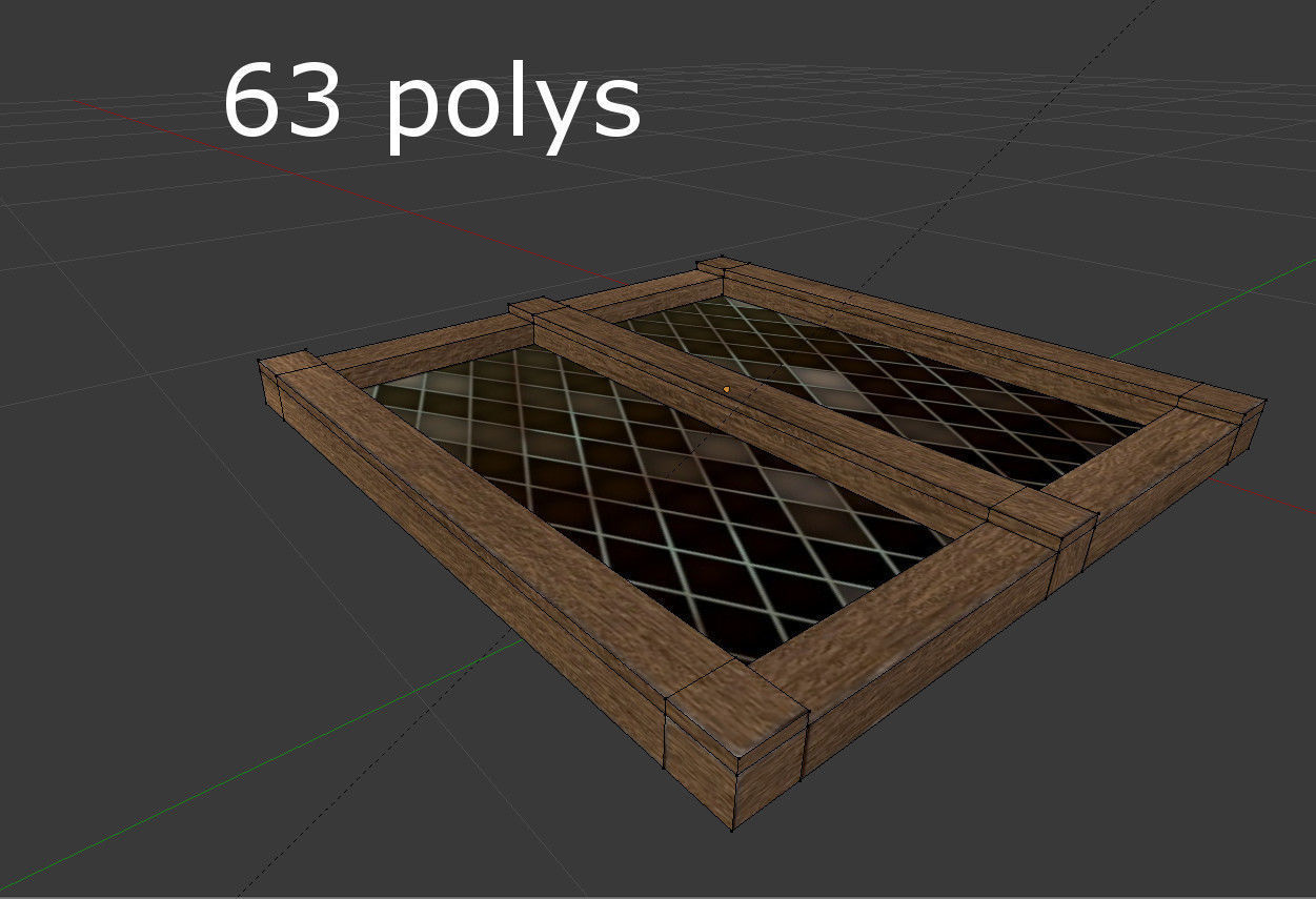 3D model low poly window 5 wooden with glass panels VR / AR / low-poly ...