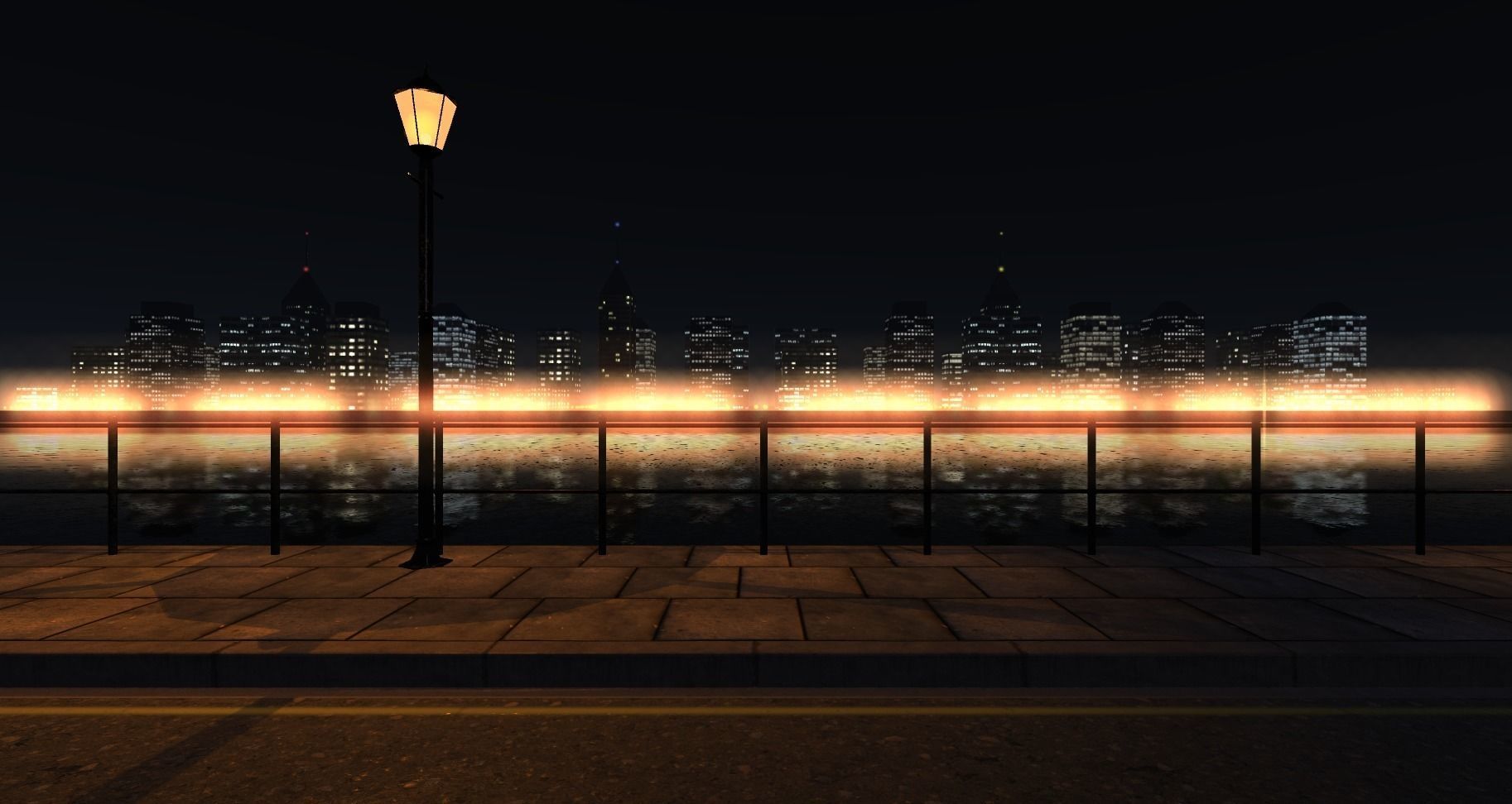 3D model Skyline - City at Night VR / AR / low-poly | CGTrader