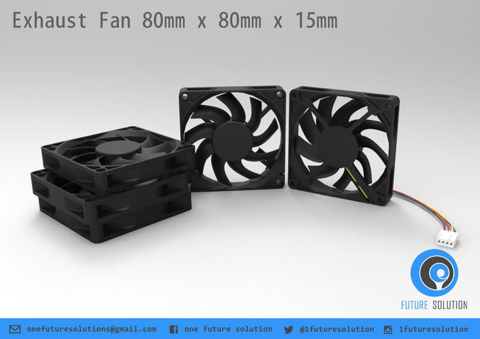 Exhaust Fan 80mm x 80mm x 15mm free 3D model | CGTrader