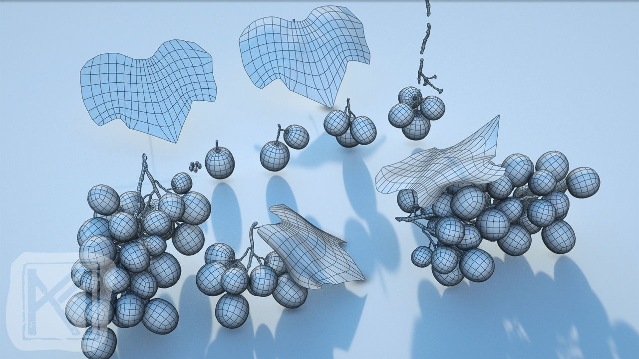 3D model Grapes Single Fruit Bunches and Model Kit VR / AR / low-poly ...