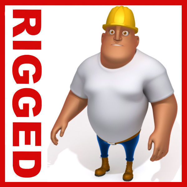Worker Cartoon Rigged 3D model rigged | CGTrader