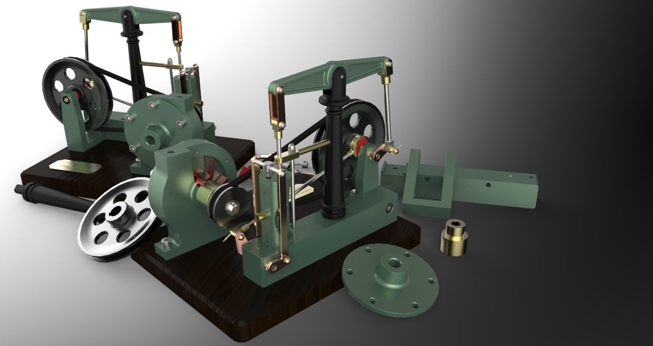 Steam Engine with Horizontal Beam and Centrifugal Pump free 3D model ...