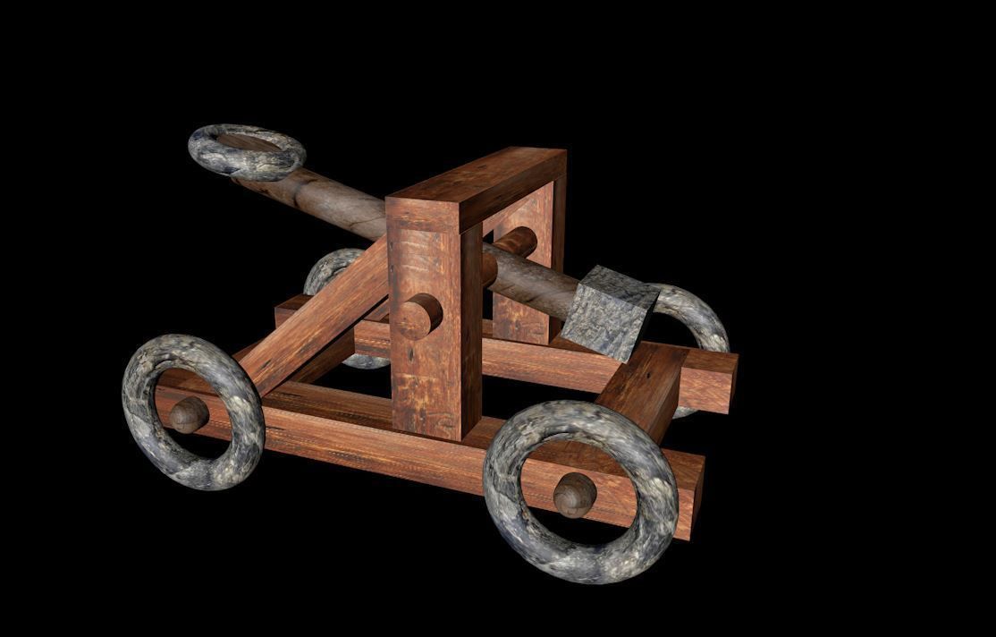 Catapult 3D wooden cannon free 3D model | CGTrader
