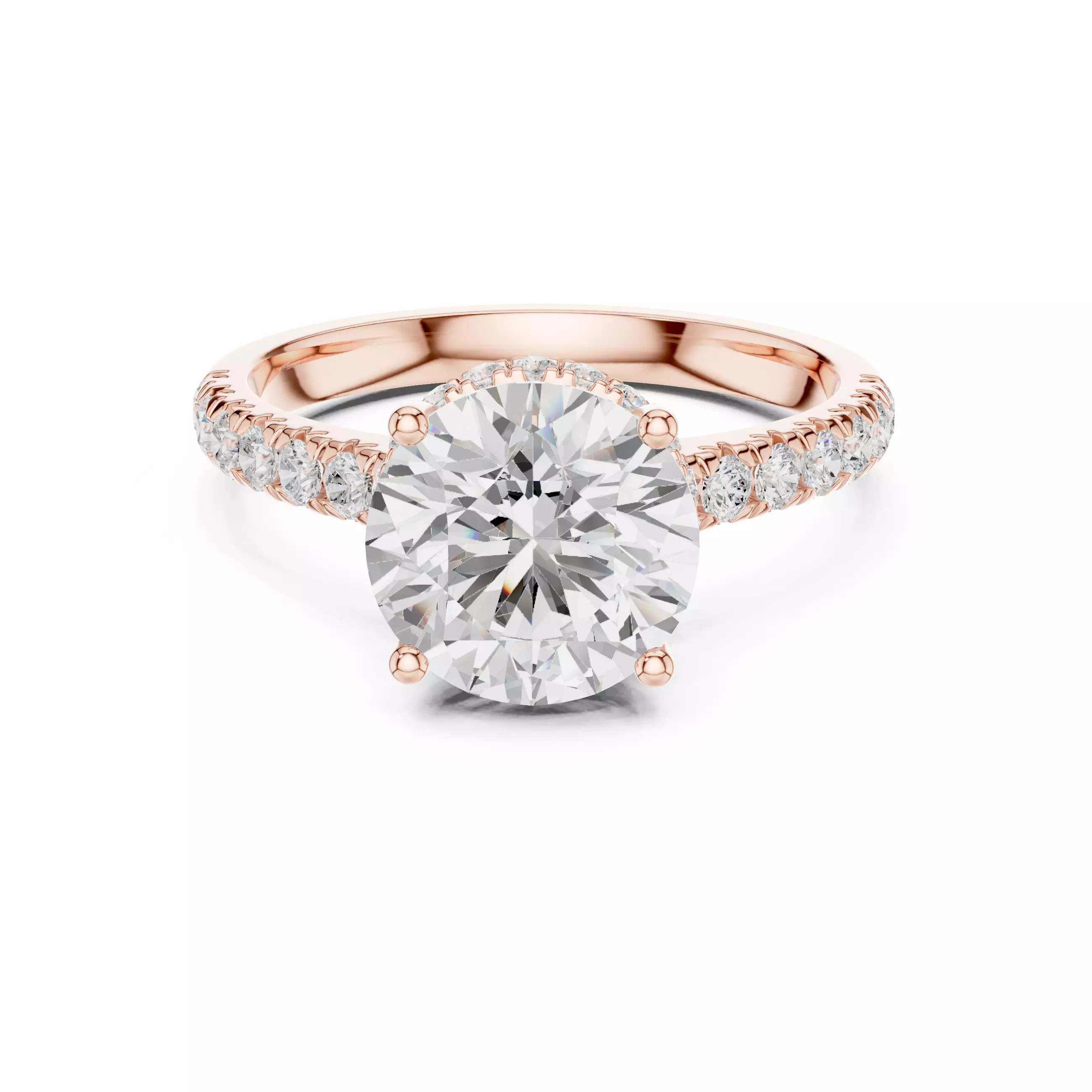 Round Cut Hidden Halo Pave Diamond On Bridge Ring 3DM STL Video 3D ...