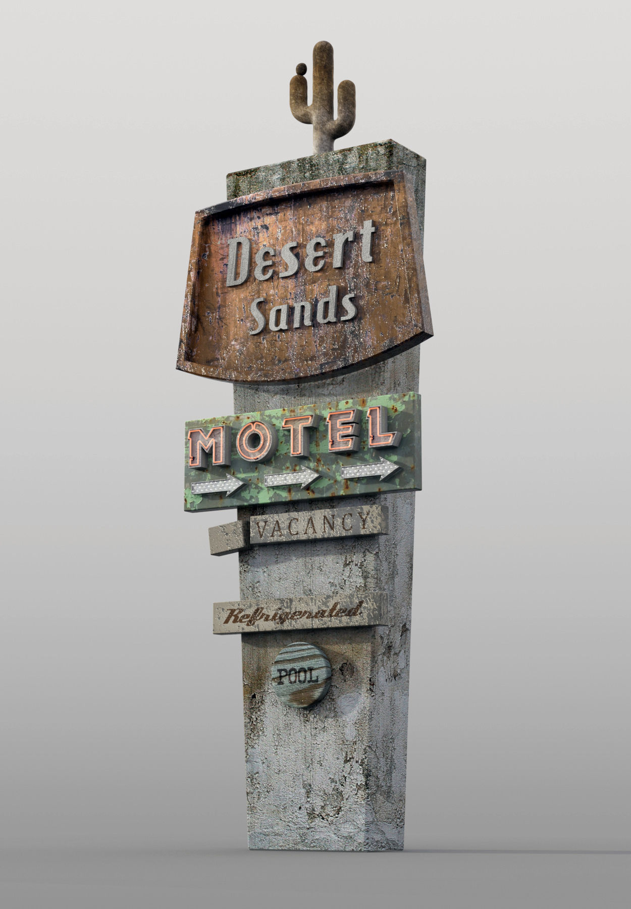 Wheatered Motel Sign 3D model | CGTrader