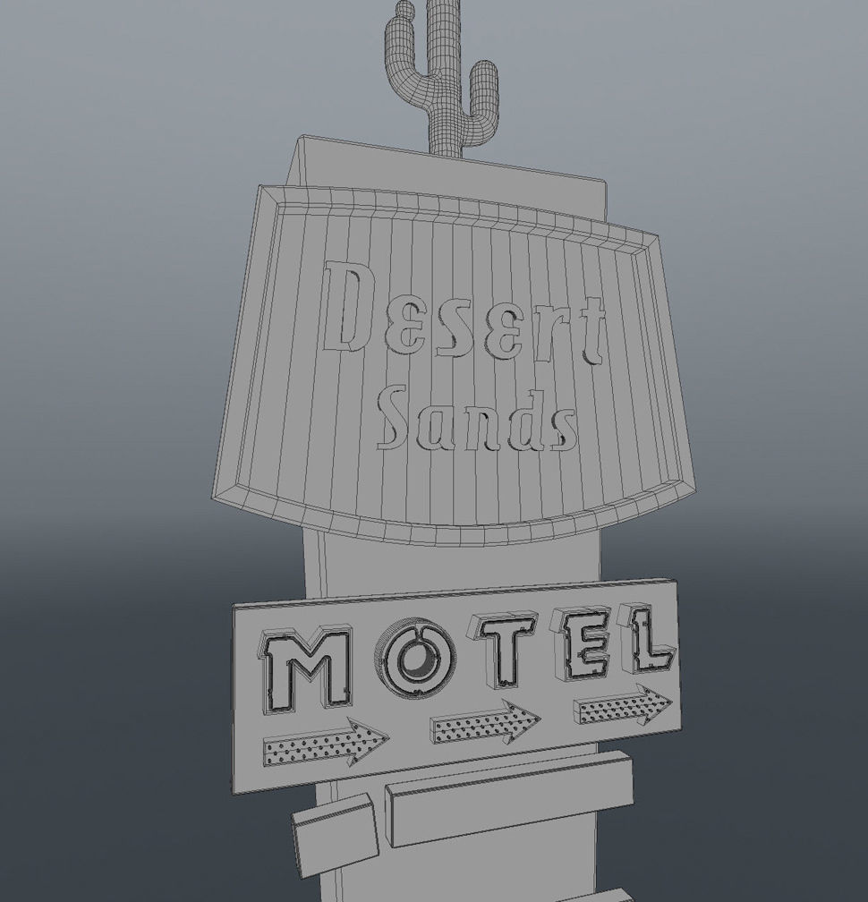 Wheatered Motel Sign 3D model | CGTrader