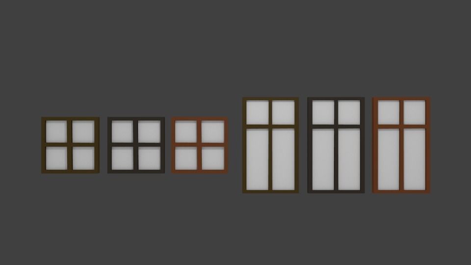 Lowpoly windows set wooden window free VR / AR / low-poly 3D model ...