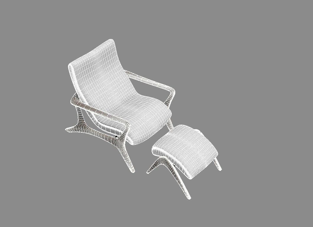 Contour low back lounge chair and foot stool by Vladimir Kagan 3D model ...