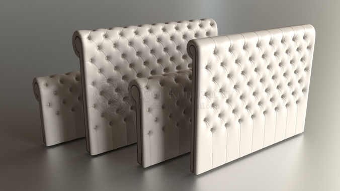 Bed Headboards with buttoned capone 3D model | CGTrader