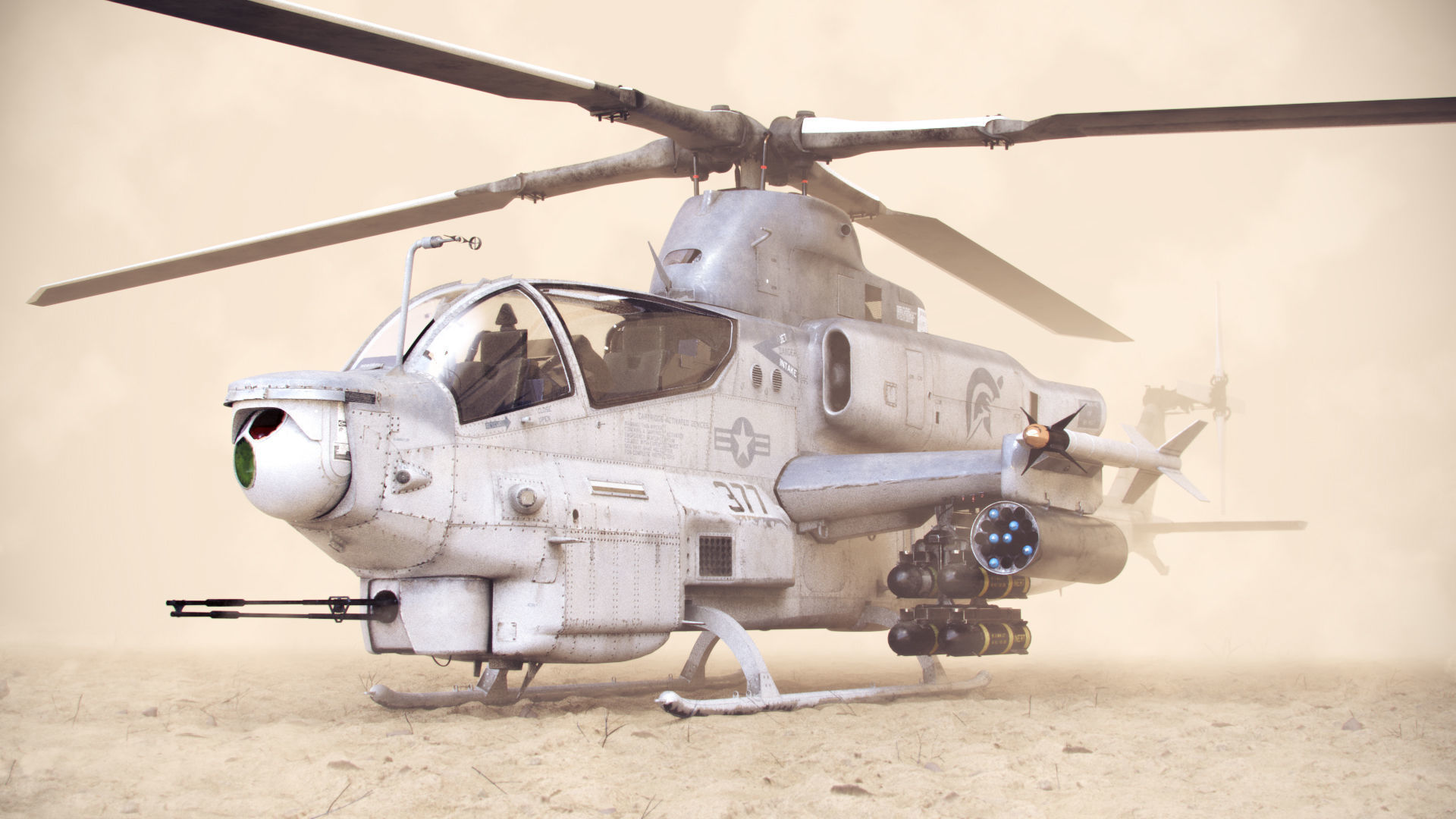 Bell AH-1Z Viper Attack Helicopter Dirty Textures 3D model | CGTrader