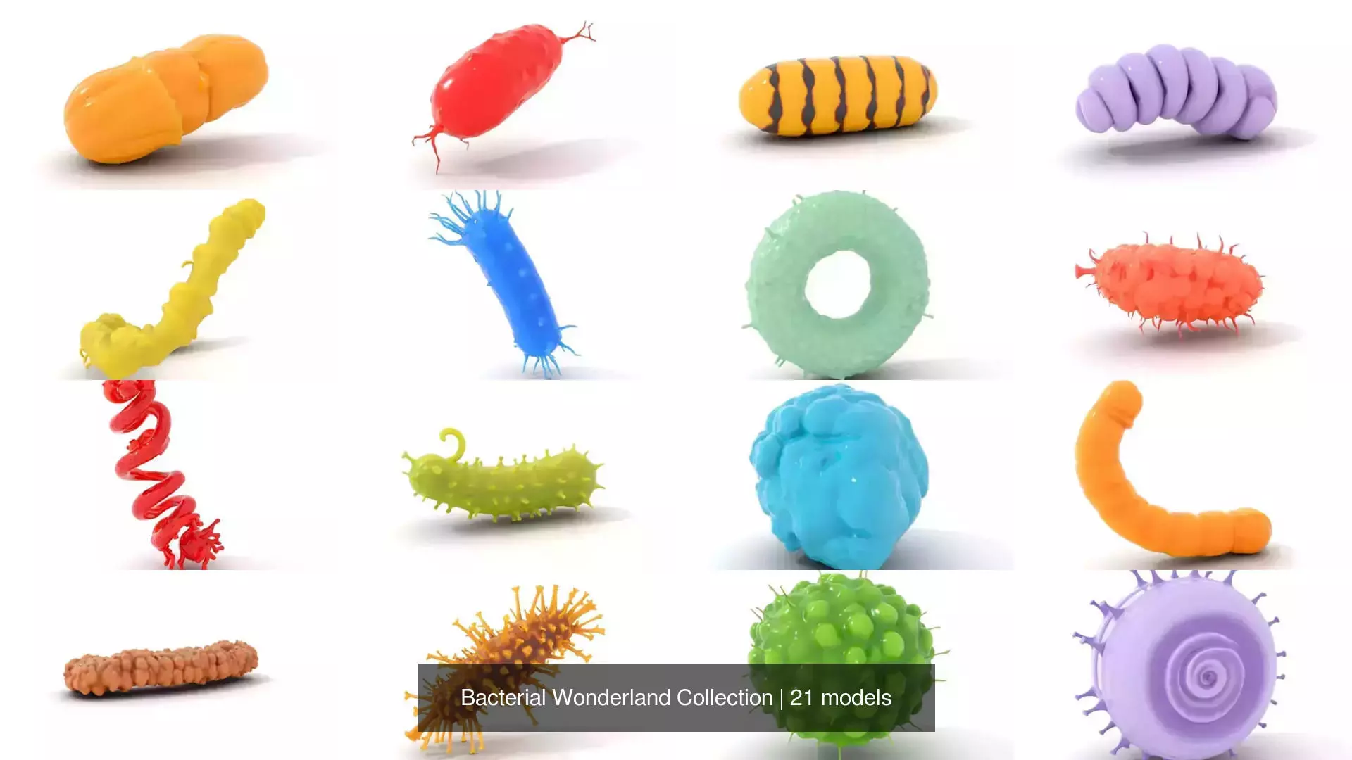 3D Model Pack Bacterial Wonderland Collection VR / AR / low-poly | CGTrader