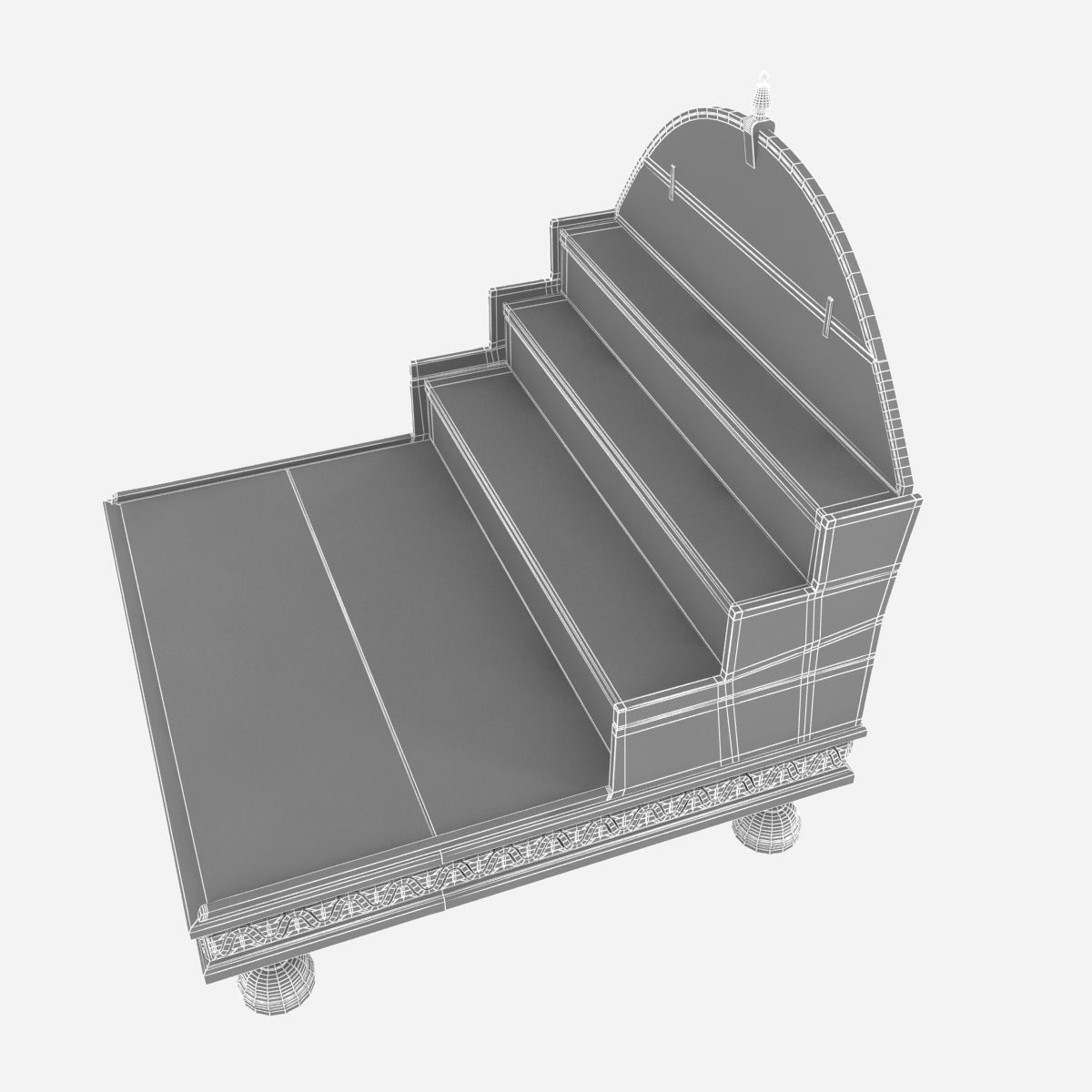indian antique wooden pooja stand 3D model | CGTrader