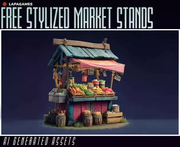Free Stylized Market Stands free 3D model | CGTrader