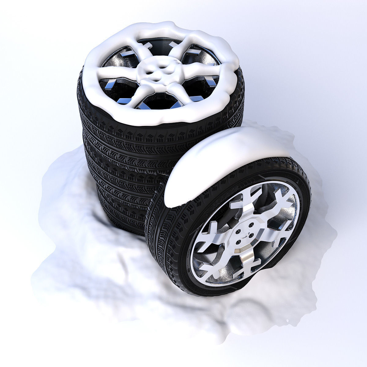 Snow tires set 3D model | CGTrader