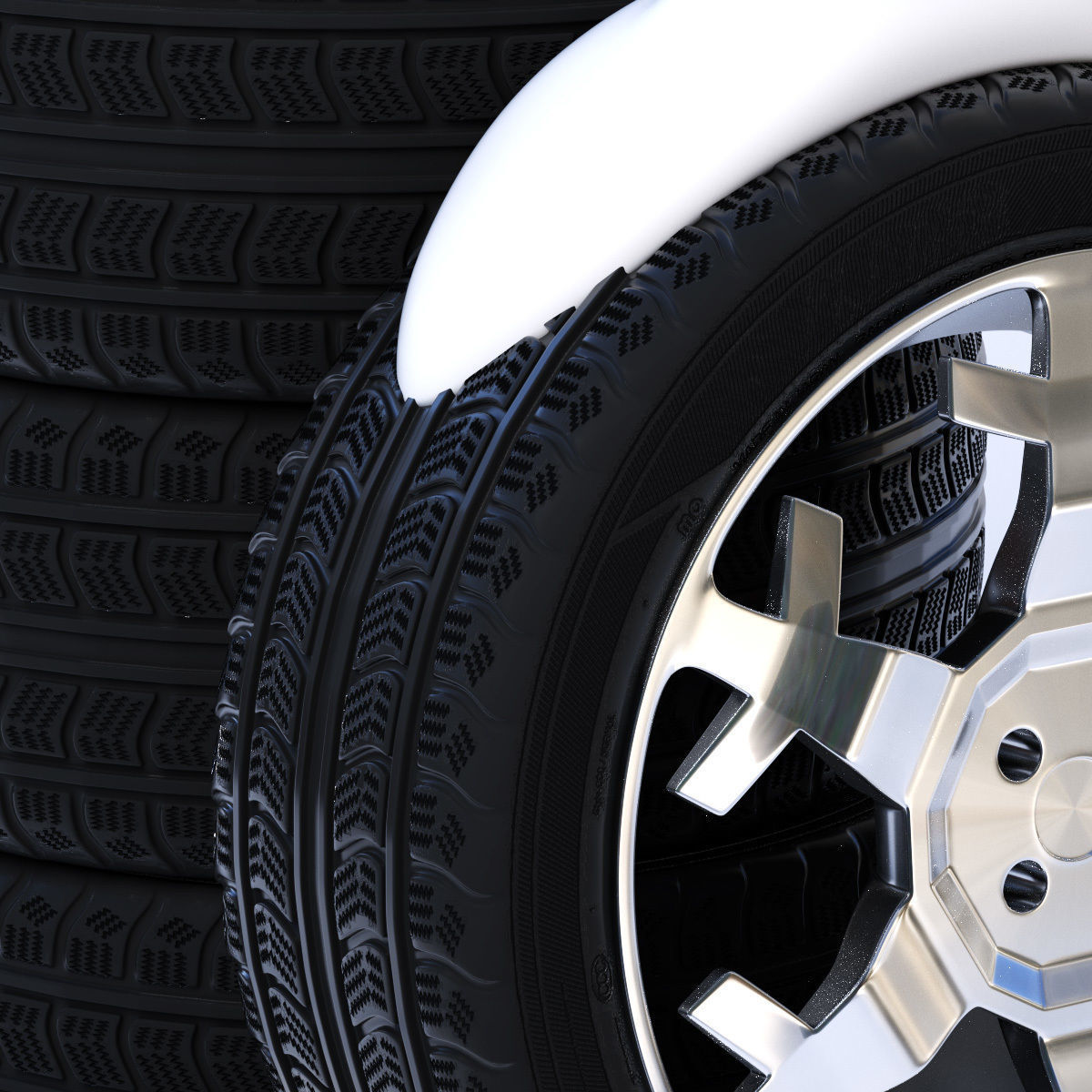Snow tires set 3D model | CGTrader