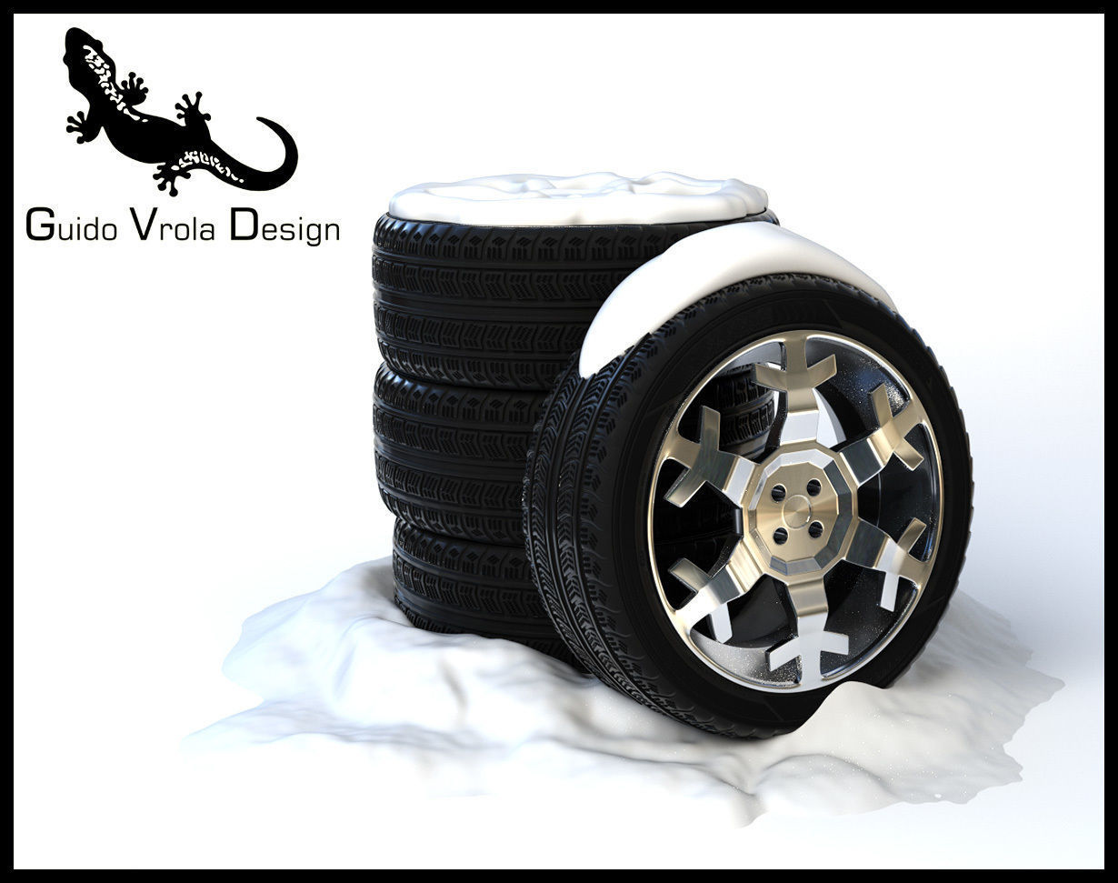 Snow tires set 3D model | CGTrader