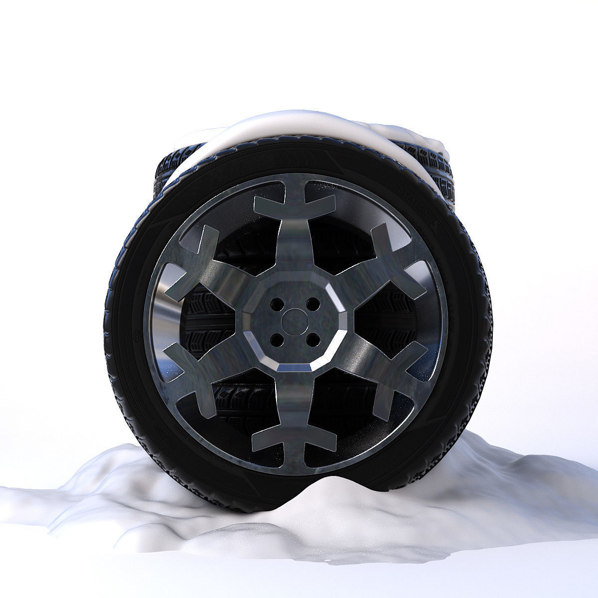Snow tires set 3D model | CGTrader