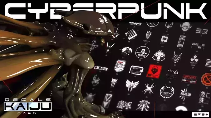 Cyberpunk decals - KAIJU pack Texture | CGTrader