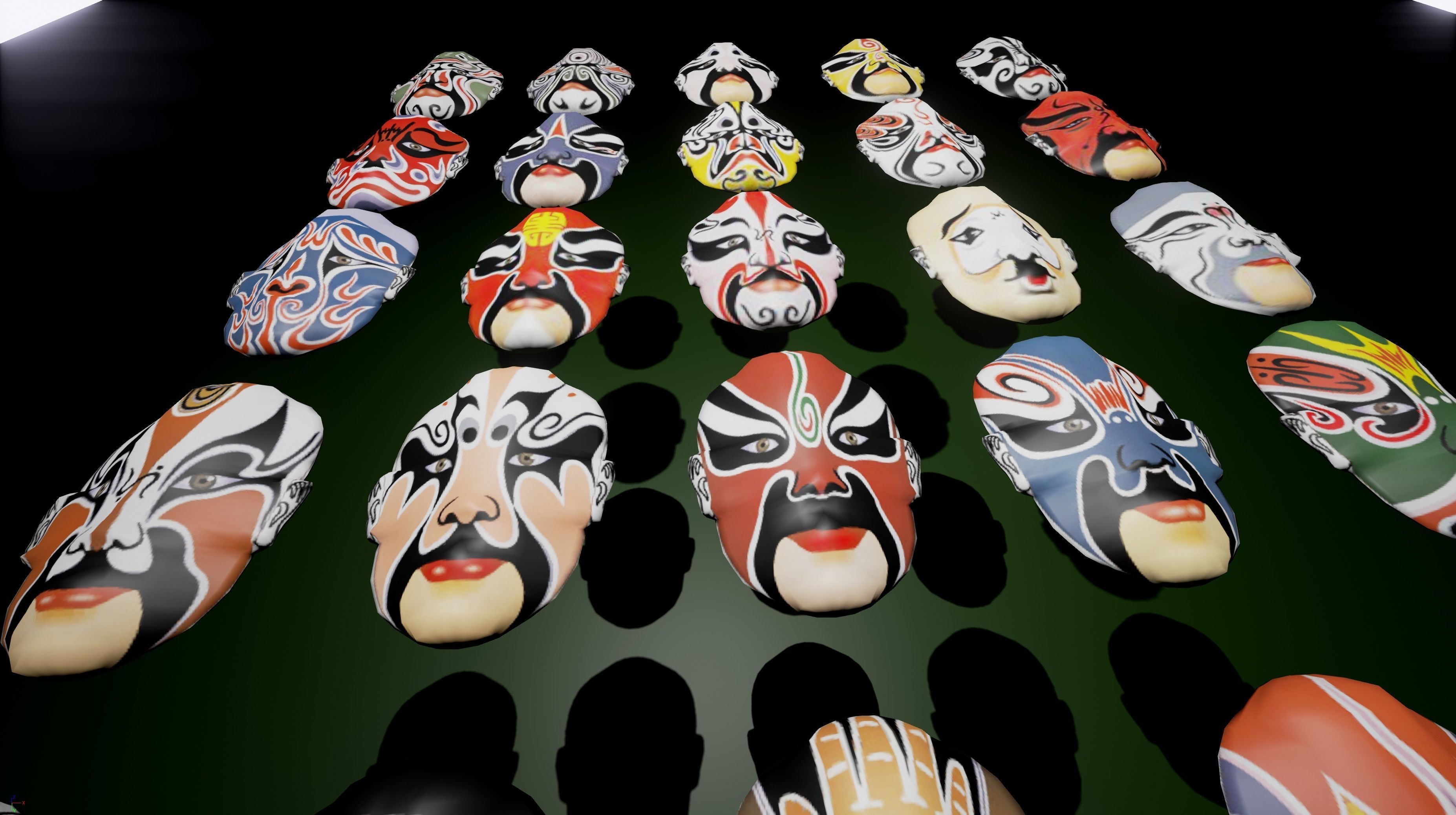 3D model 24 Oriental Chinese Opera Mask Pack Kabuki Collection Theatre ...