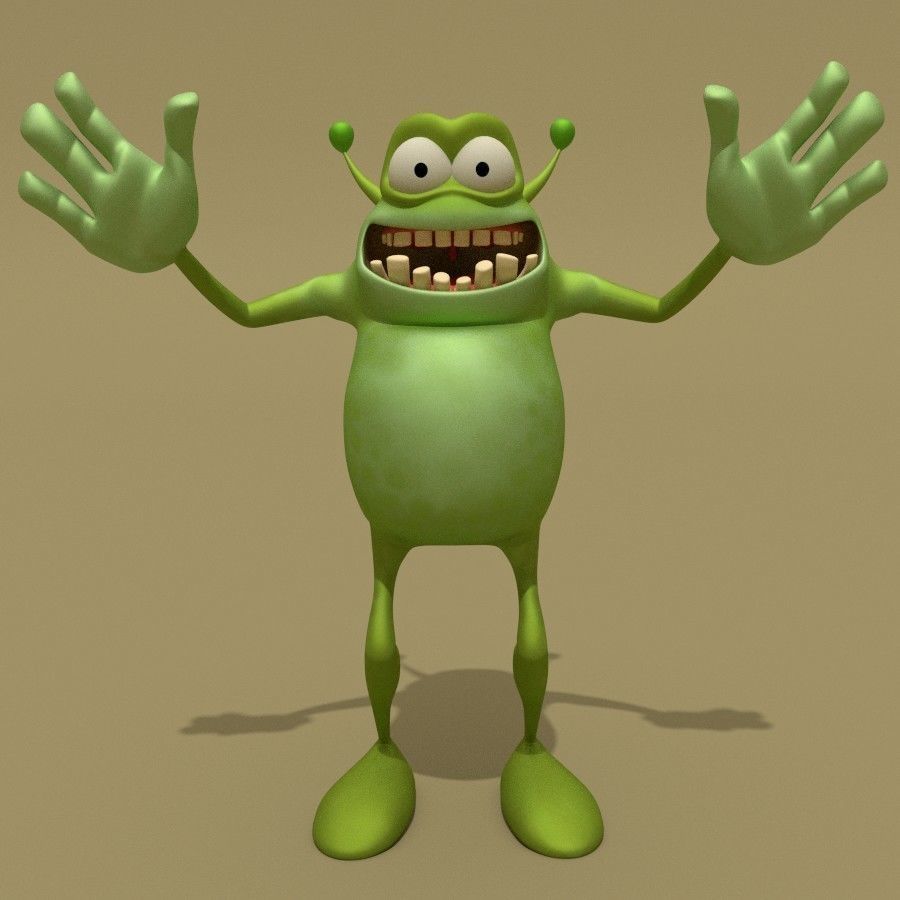 3D model Green Monster Animated VR / AR / low-poly rigged animated ...