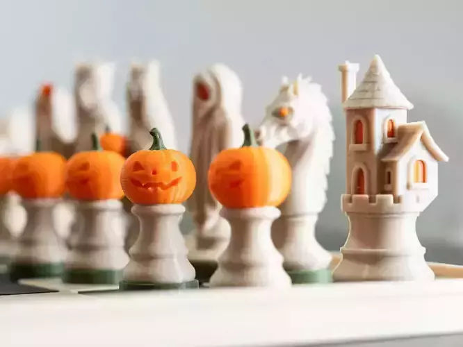 Halloween Chess Set STL 3D model 3D printable | CGTrader