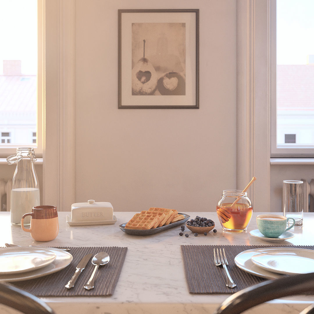 Butter Waffles Breakfast 3D model | CGTrader