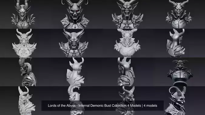 Lords of the Abyss - Infernal Demonic Bust Collection 4 Models 3D ...