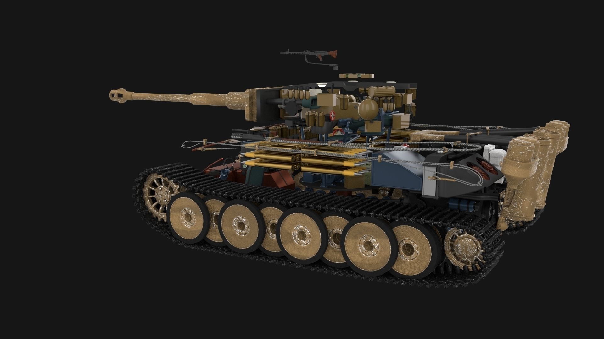 Fully built Panzer Tiger Tank Early interior and engine 3D model | CGTrader