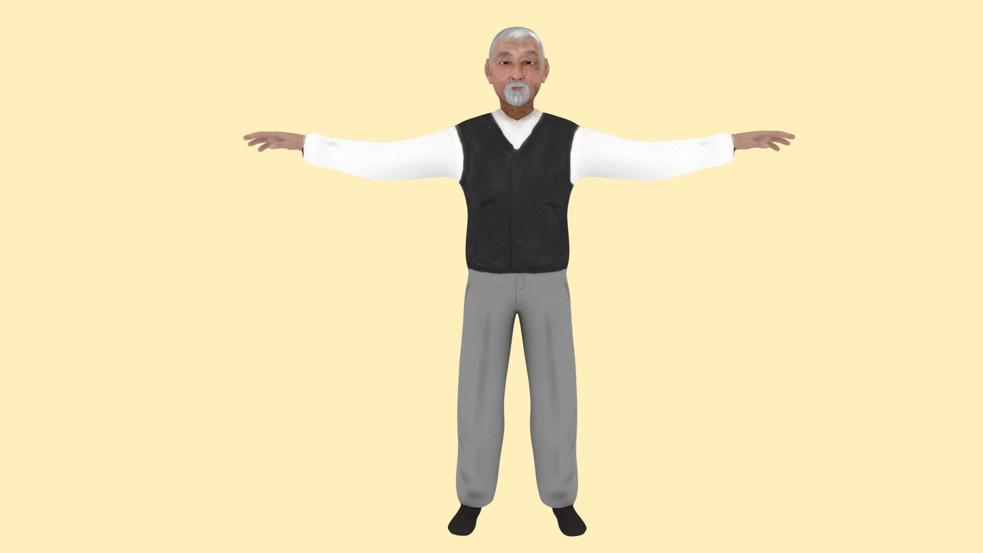 3D model Asian Nomad Old Man Rig VR / AR / low-poly rigged | CGTrader