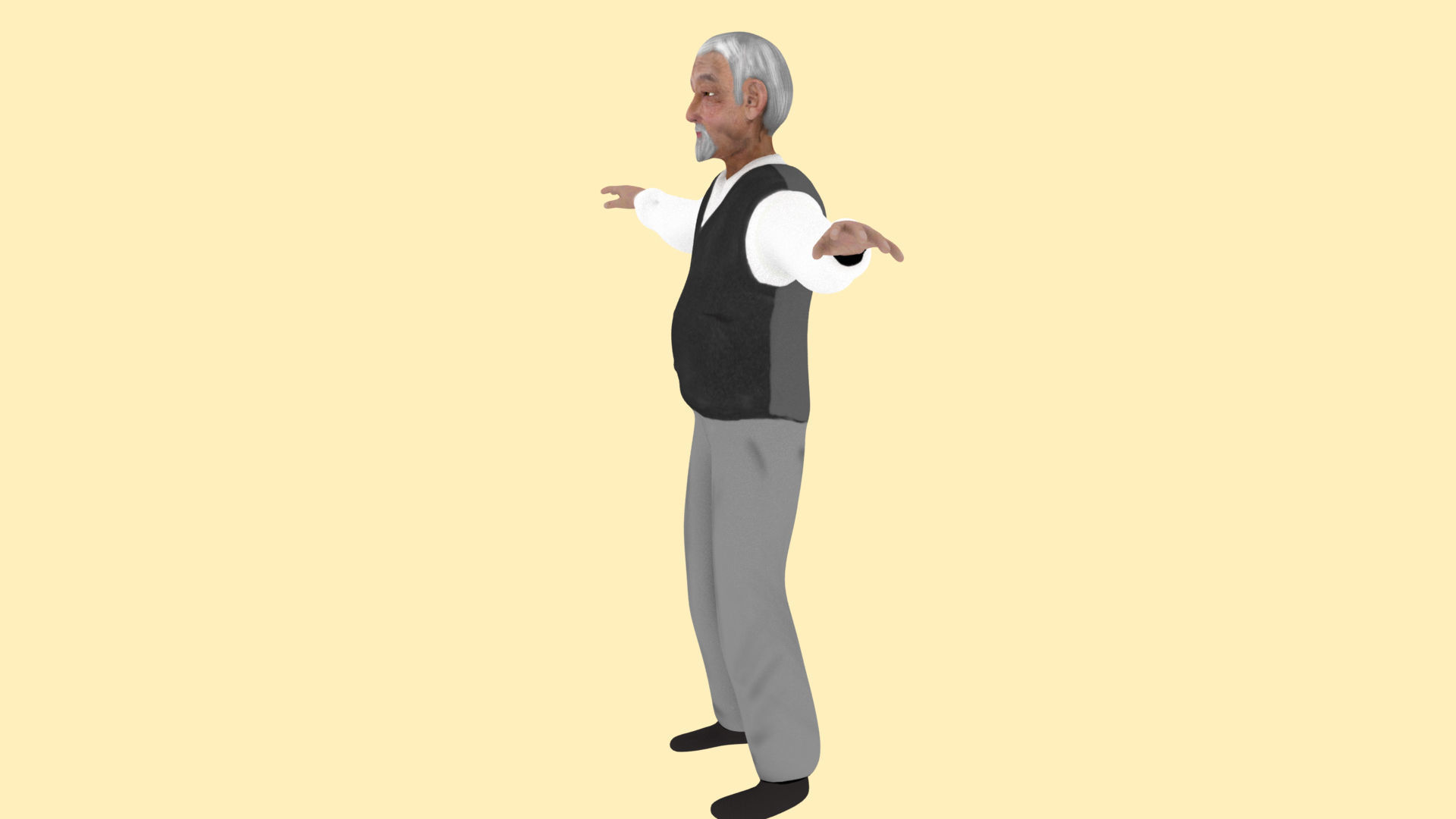 3D model Asian Nomad Old Man Rig VR / AR / low-poly rigged | CGTrader
