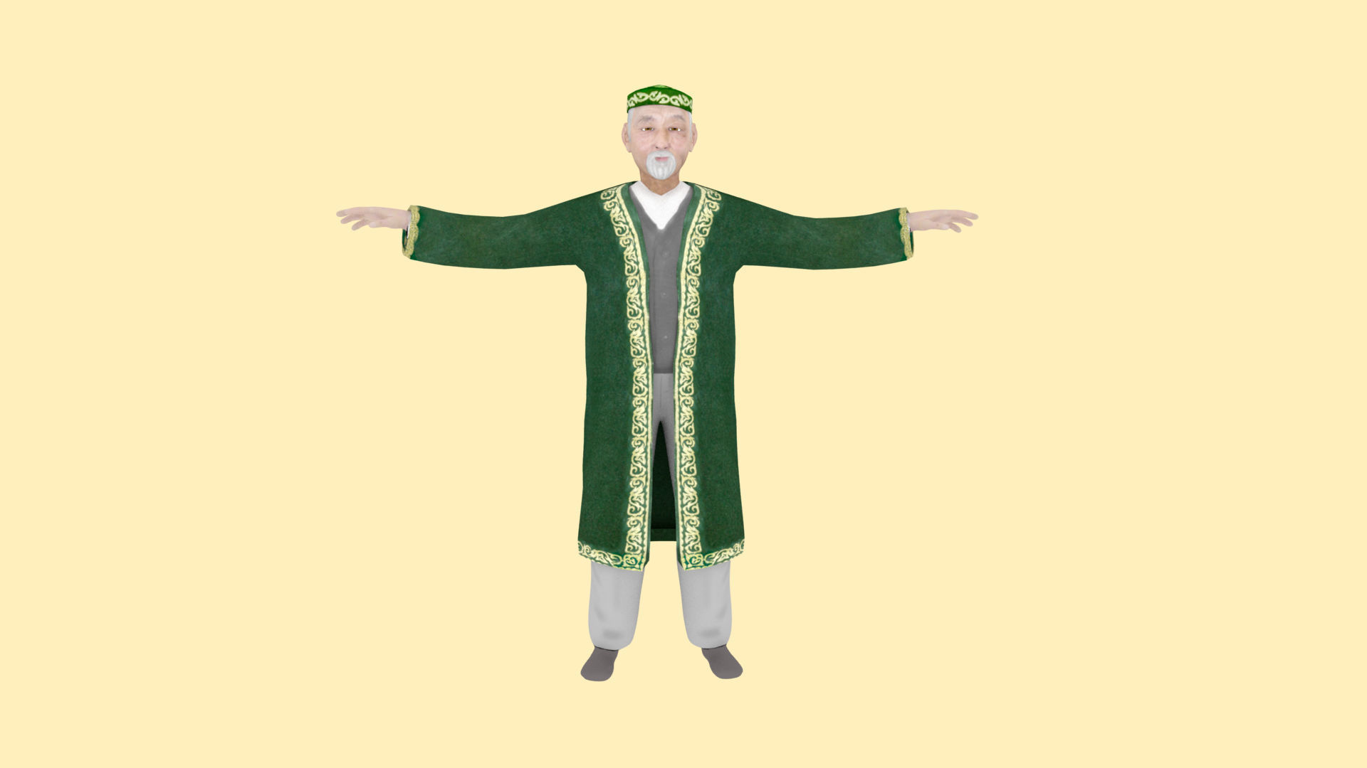 3D model Asian Nomad Old Man Rig VR / AR / low-poly rigged | CGTrader