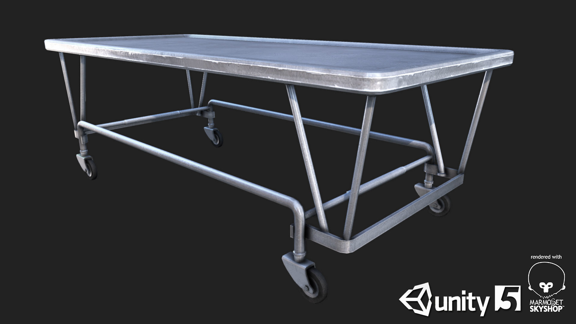3D model Old Hospital Steel Gurney VR / AR / low-poly | CGTrader
