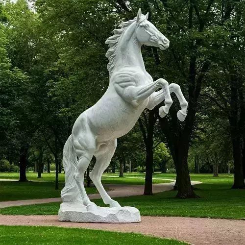 3D model White Marble Horse Sculpture Reared Pose 3D Statue VR / AR ...