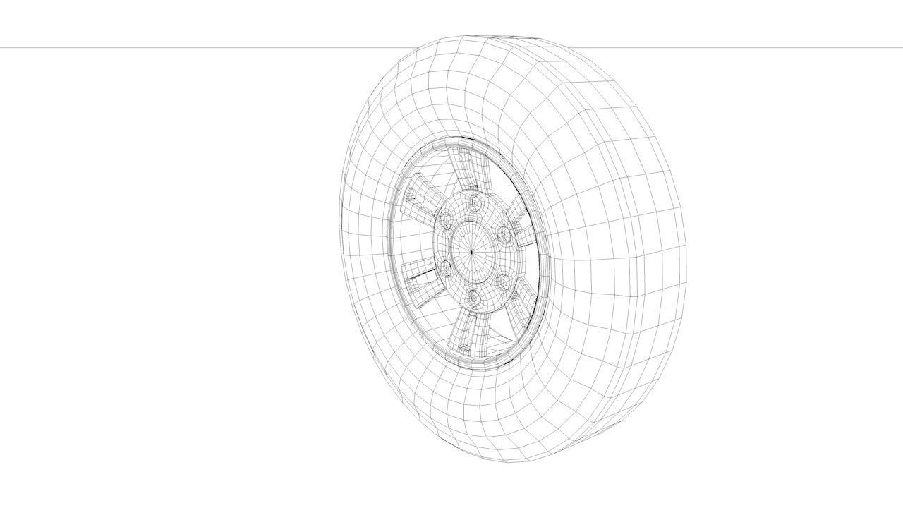 6 Lug Rims with Low Poly Treadless Tire 3D model | CGTrader