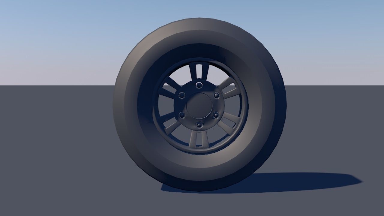 6 Lug Rims with Low Poly Treadless Tire 3D model | CGTrader